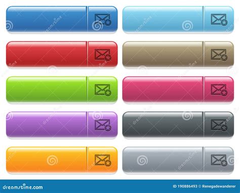 Marked Mail Icons On Color Glossy Rectangular Menu Button Stock Vector