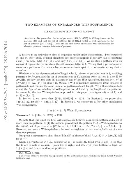 PDF Two Examples Of Unbalanced Wilf Equivalence
