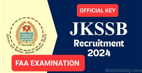 Jkssb Releases Official Answer Key Of Faa Exam 2024 Check Answer Key