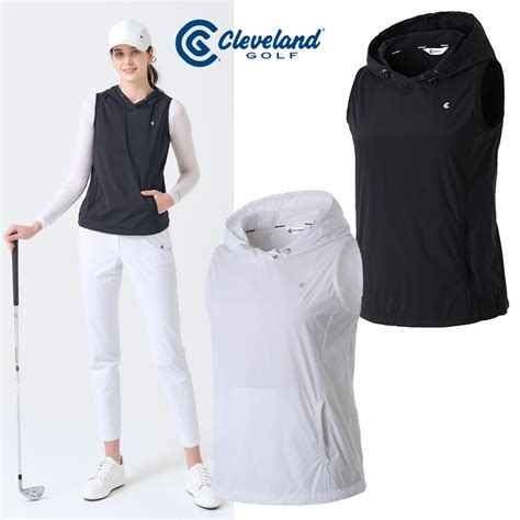 클리브랜드 골프웨어 클리브랜드골프 밑단스트링 루즈핏 우븐 여성 후드 베스트골프조끼골프웨어cgwvt223640
