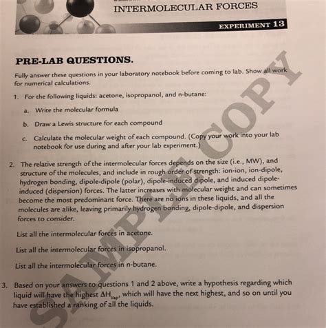Solved Intermolecular Forces Experiment 13 Pre Lab