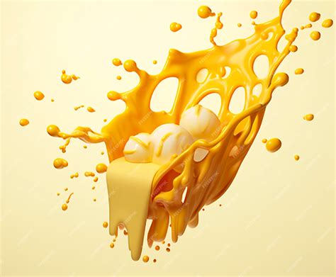 Premium Ai Image Cheese Sauce Splashing In The Air With Cheddar