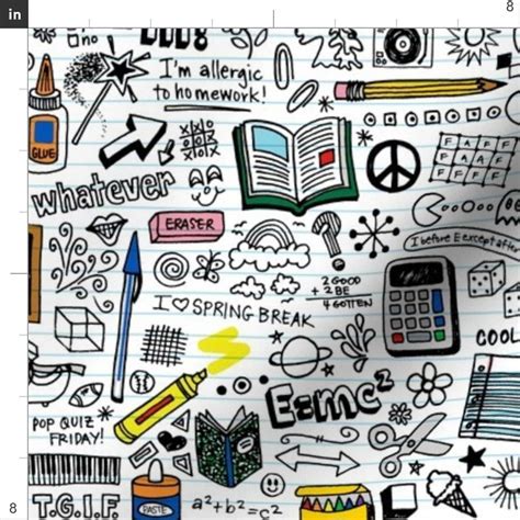 Classroom Doodles Fabric Doodled School Supplies By Etsy
