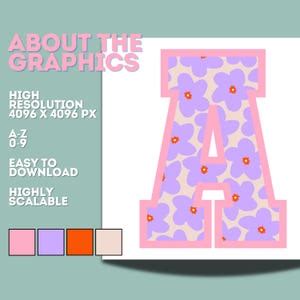 Pink Varsity Block Letters Flower Alphabet Clipart Png Font Cute Floral Alpha Clipart Letters