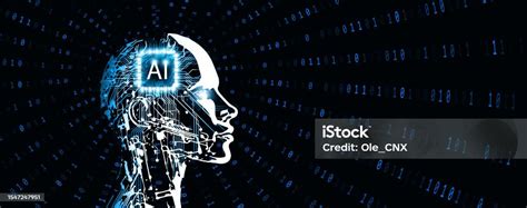 Ai 인공 지능 Ai 디지털 두뇌 바이너리 코드 배경에 회로 패턴이 있는 인간의 얼굴 휴머노이드 로봇 실루엣 기술 일러스트레이션
