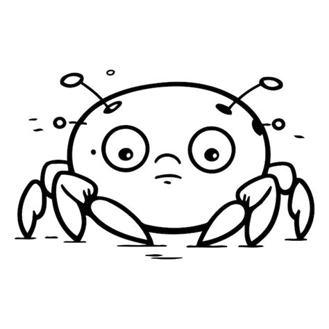 재미있는 만화 빨간 크래브 ⁇ 색 바탕에 고립된 ⁇ 터 일러스트레이션 프리미엄 Ai 생성 벡터