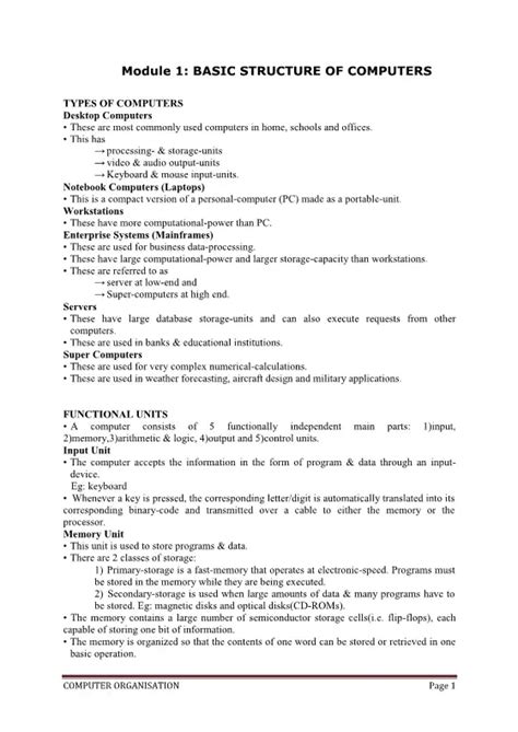 Module 1 Basic Structure Of Computers Docslib