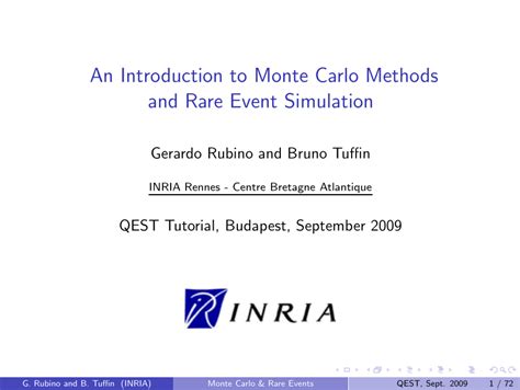 Pdf An Introduction To Monte Carlo Methods And Rare Event Simulation