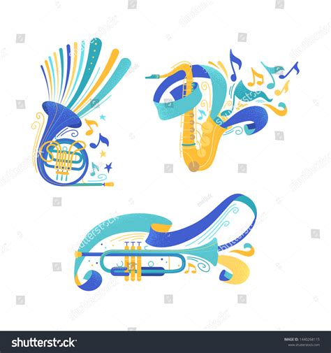 Brass Musical Instruments Flat Vector Illustrations Stock Vector Royalty Free 1440268115