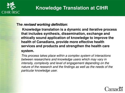 Ppt Knowledge Translation At Cihr Thinking About Impact Michelle