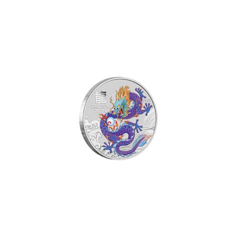 Srebrna Moneta Lunar III Rok Smoka 2024 1 Uncja Purple Coin Card