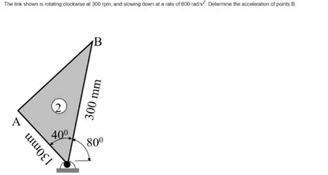 Solved The Link Shown Is Rotating Clockwise At Rpm And Chegg
