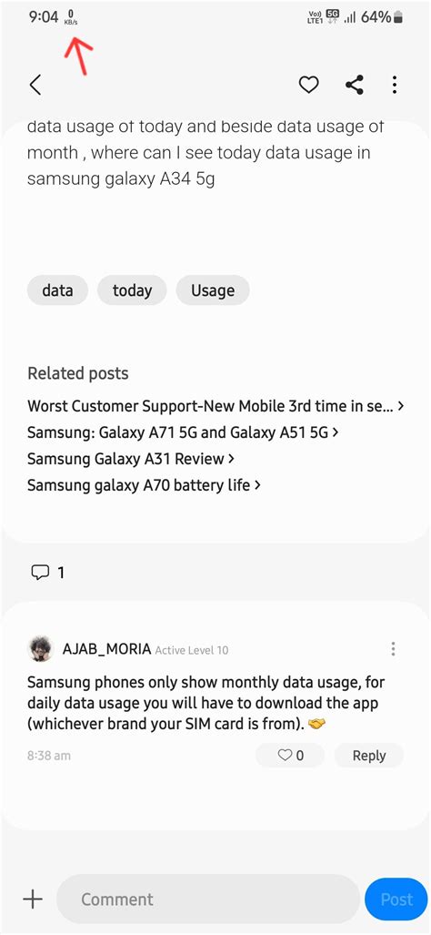 Solved How Can We See Today Mobile Data Usage Samsung Members