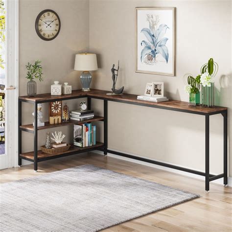 L Shaped Console Table Reversible Sofa Table With 3 Tier Shelves Mecaworks Egypt
