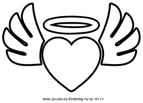 לב עם כנפיים לצביעה דפי צביעה אונליין