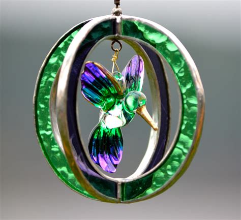 Stained Glass Hummingbird Suncatcher Purple By Baycreationsbywendy