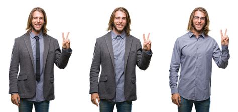 잘생긴 젊은 사업가 흰색 절연된 Backgroud 승리 표시를 하 고 카메라에 윙크 하는 행복 한 얼굴로 미소를 통해 콜라주 번호 2입니다 경영자에 대한 스톡 사진 및 기타