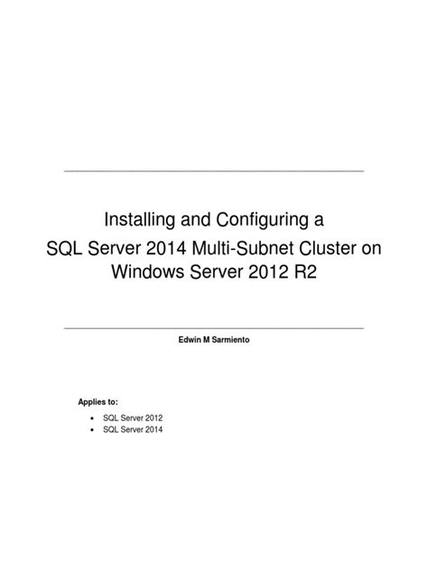 sqlserver2014multisubnetcluster v2 pdf computer cluster microsoft