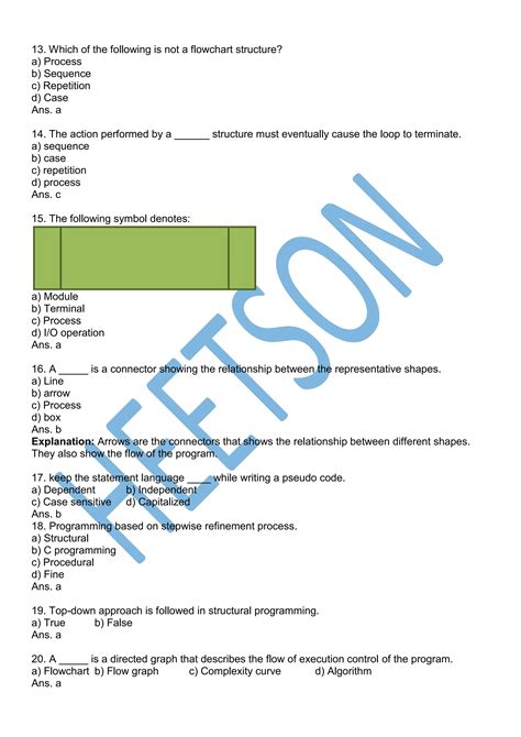 Flowchart Question And Answer Algorithm Mcq Pdf