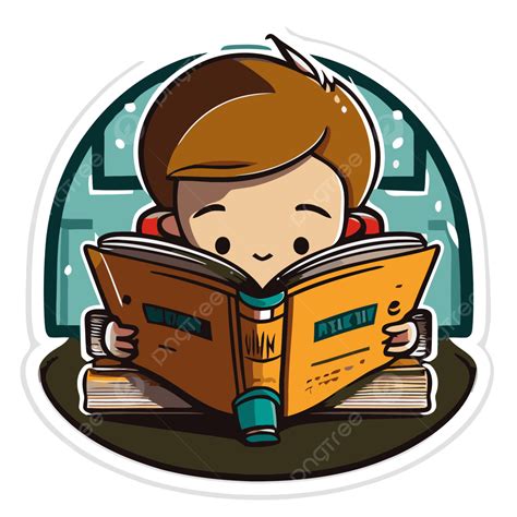 顯示孩子正在讀書的貼紙 向量 卡通獨立閱讀隔離貼紙設計 貼紙向量圖案素材免費下載，png，eps和ai素材下載 Pngtree