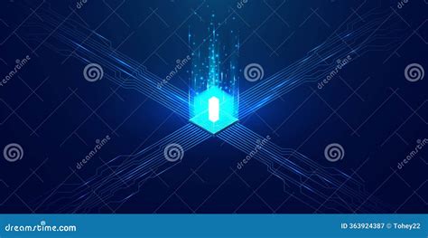 Semiconductor On Dark Blue Technology Background With Circuit Wires Cartoon Vector