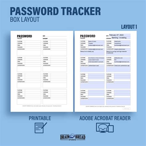 Passwords Tracker Accounts Tracker Pack Printable And Fillable Instant