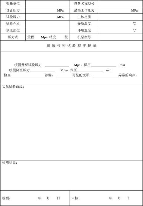 耐 压 气 密 性 试 验 记 录 word文档在线阅读与下载 无忧文档