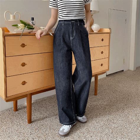 [기장선택 빅사이즈~2xl] 같이가자 히든밴딩 스트링 생지 핀턱 와이드 데님 팬츠 에이블리