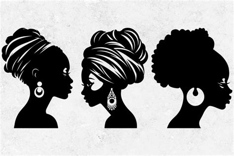 Afro Woman Silhouette Set African Woman Black Woman Svg
