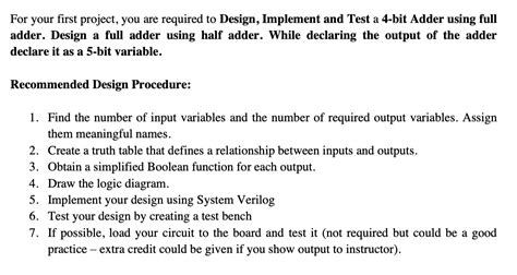 solved for your first project you are required to design