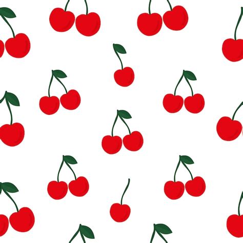 Premium Vector Cherry Pattern Vector Graphics In Flat Style