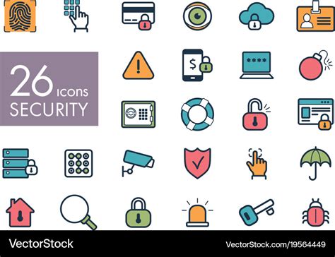 Security Outline Web Icon Set Royalty Free Vector Image