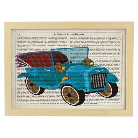 Poster De Coche Antiguo Azul Láminas De Vehiculos Con Definiciones