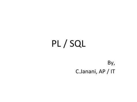 pl sql introduction and concepts
