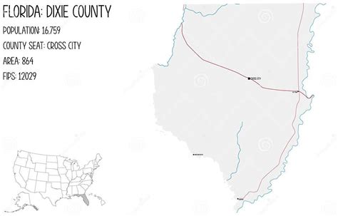 Map Of Dixie County In Florida Usa Stock Vector Illustration Of Cities Cross 323625397