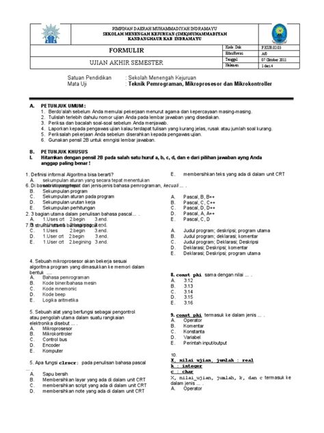 Soal X Tei Teknik Pemrograman Mikroprosesor Dan Mikrokontroller Pdf