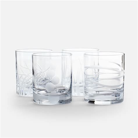 Set Of 4 Linely Double Old Fashioned Glasses Gumps