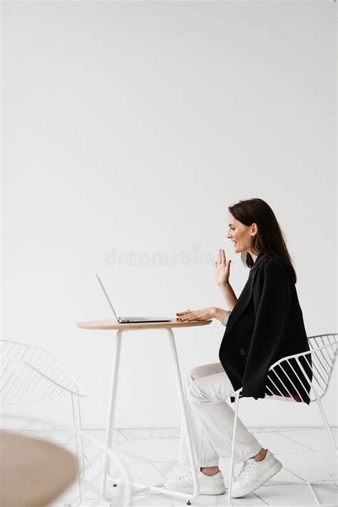 Online Job Interview Of Girl Candidate With HR Manager In It Company Confident Girl With Laptop