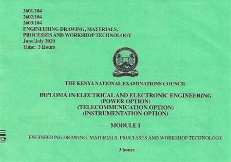Engineering Drawing 1 Materials Processes And Workshop Technology Knec Past Papers Ke