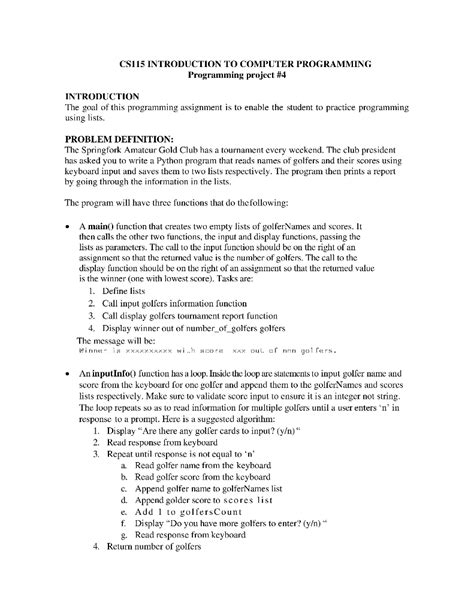 Solved CS115 INTRODUCTION TO COMPUTER PROGRAMMING Chegg