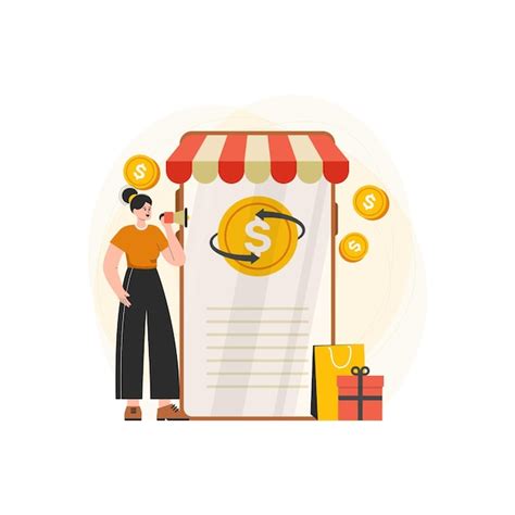 온라인 쇼핑 캐쉬백 프로모션 개념 그림 프리미엄 벡터