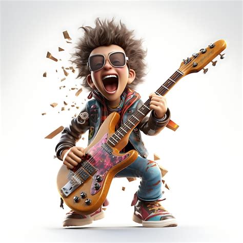 Premium Ai Image 3d Of Young Boy Playing A Musical Instrument Focused