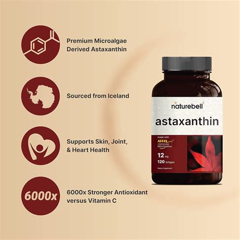 Naturebell Astaxantina 12 Mg 120 Cápsulas Blandas Fabricadas Con Astax