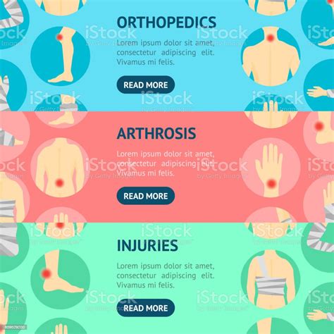 인간의 부상 붕대 및 센터 통증 배너 가로 집합을 설정합니다 벡터 1에 대한 스톡 벡터 아트 및 기타 이미지 1 개념 건강관리와 의술 Istock