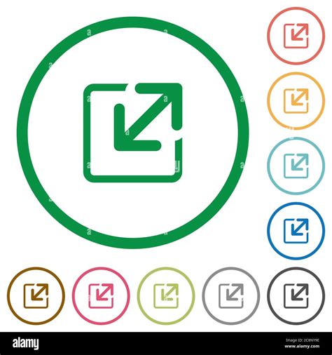 Set Of Resize Window Color Round Outlined Flat Icons On White