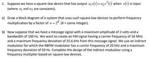 Suppose We Have A Square Law Device That Has Chegg Com