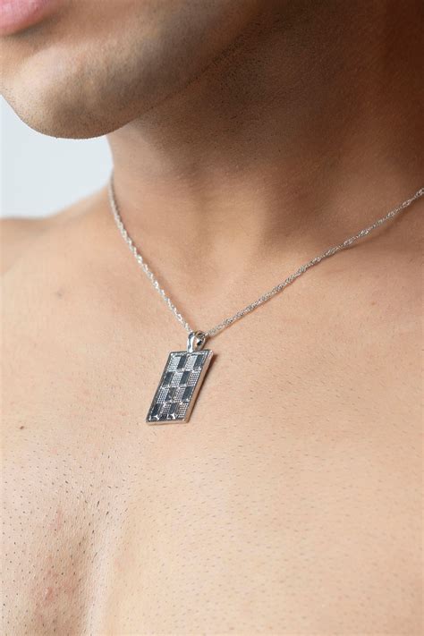 Hip Hop Geometric Silver Color Square Hang Pendant Necklace Firangiyarn