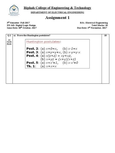 Assignment 1 Riphah College Of Engineering And Technology Pdf
