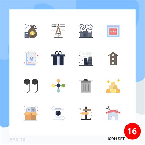 Set Of 16 Modern Ui Icons Symbols Signs For Lock Free Factory Tecnology Free Access Editable