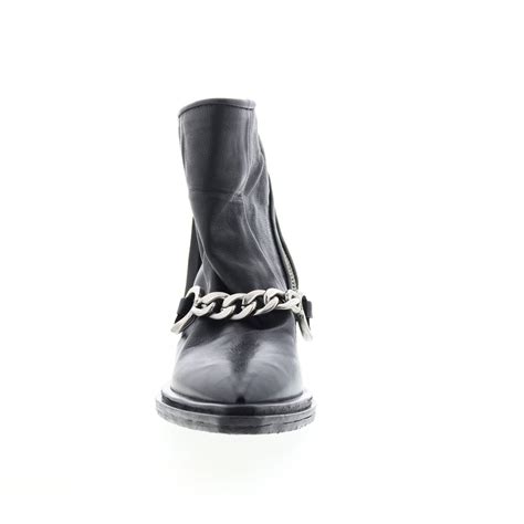 As98 Issla A55204 201 Womens Black Leather Zipper Casual Dress Boots